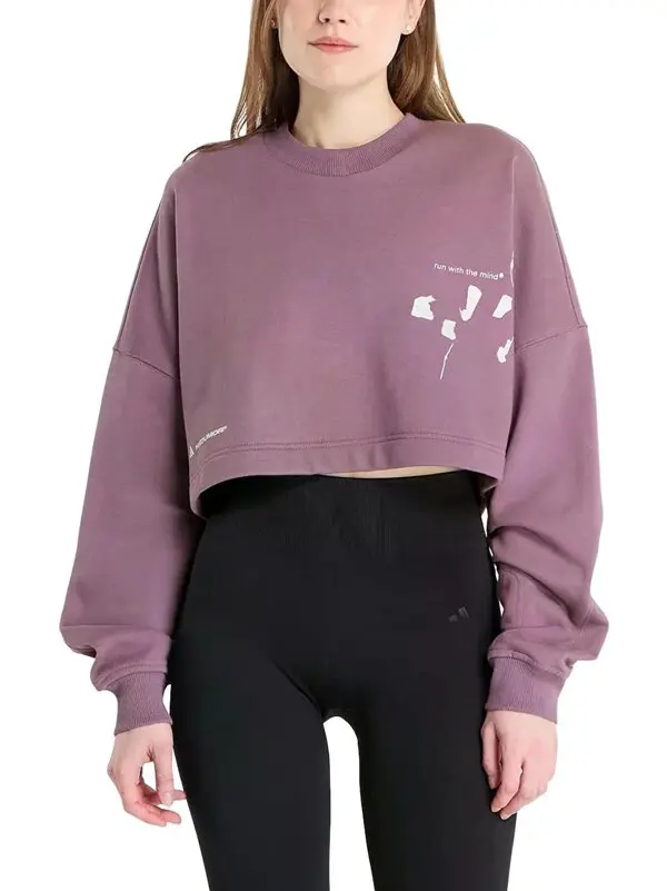 Adidas Logo-print Cropped Sweatshirt - Purple