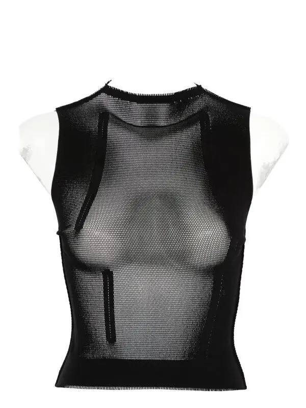 Issey Miyake Mesh Panelled Top - Black