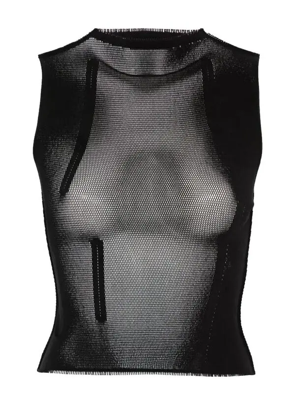 Issey Miyake Mesh Panelled Top - Black