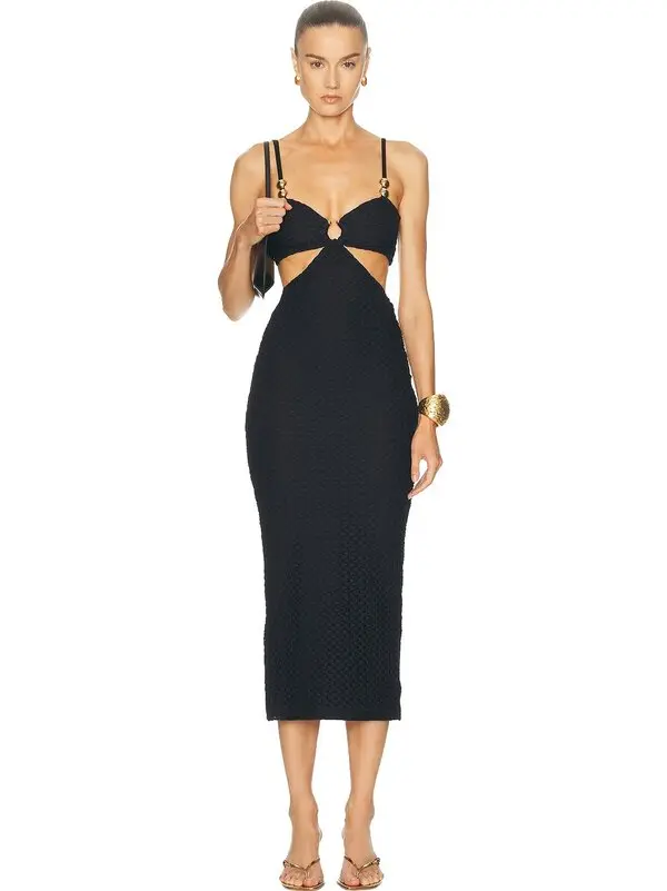 PatBO Frida Mesh Midi Dress - Black