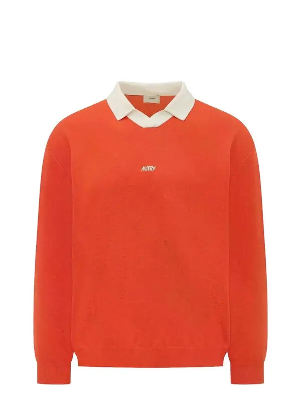 AUTRY Logo-print V-neck Sweatshirt - Orange