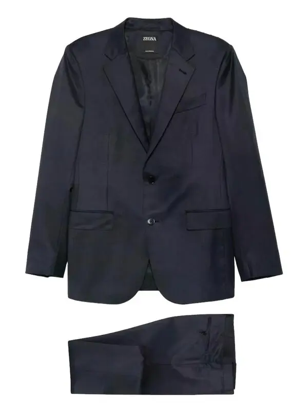Zegna Single-breasted Wool Suit - Blue