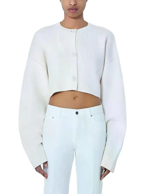 TOTEME Cropped Oversized Cardigan - White