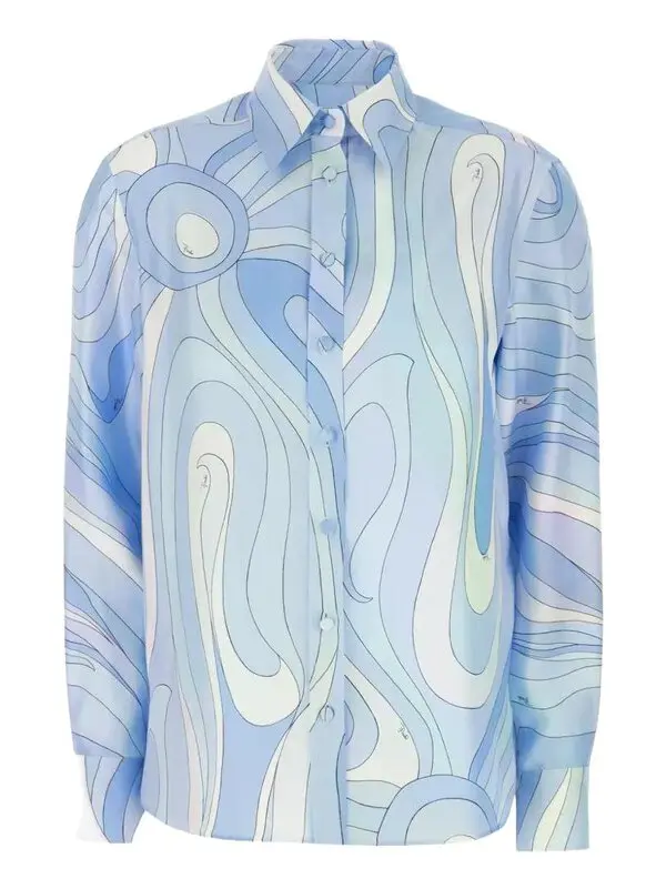 Emilio Pucci Marmo-print Silk Blouse - Blue