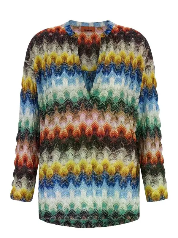 Missoni Lamé Raschel-knit Blouse - Blue