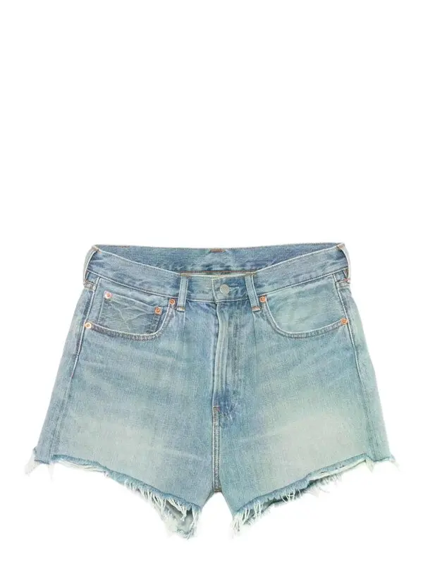 Denimist Brooke Faded-wash Frayed Denim Shorts - Blue