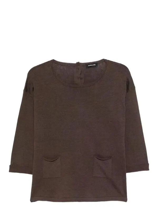 ANNE CLAIRE Patch-pockets Top - Brown