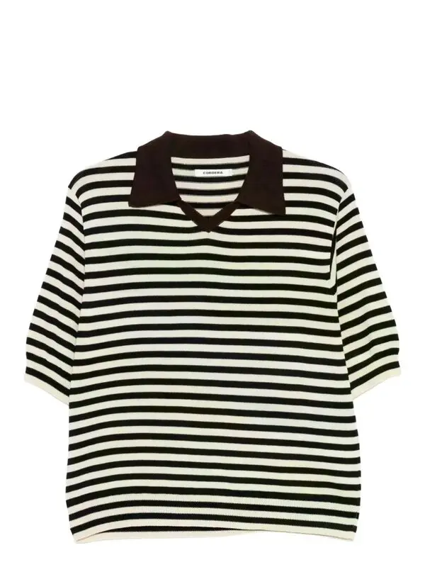 CORDERA Stripe-pattern Knitted T-shirt - Neutrals