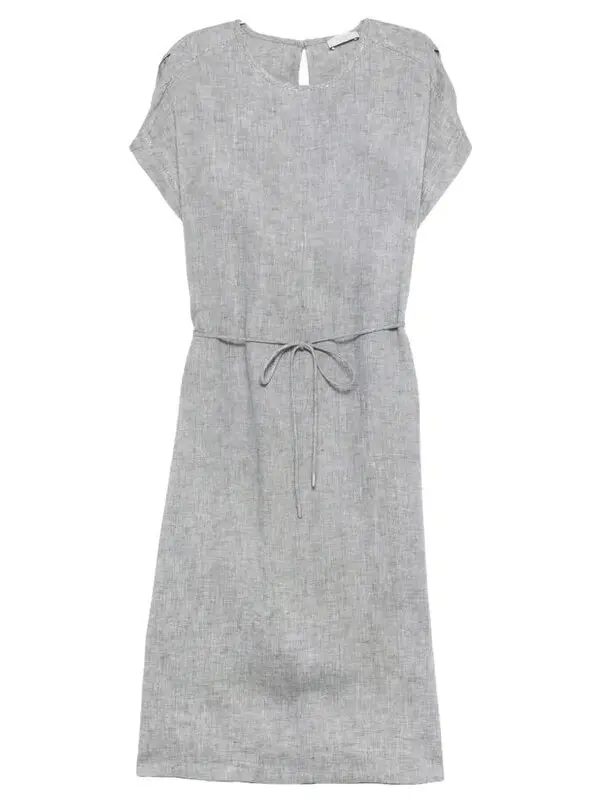 Peserico Tie-waist Midi Dress - Grey