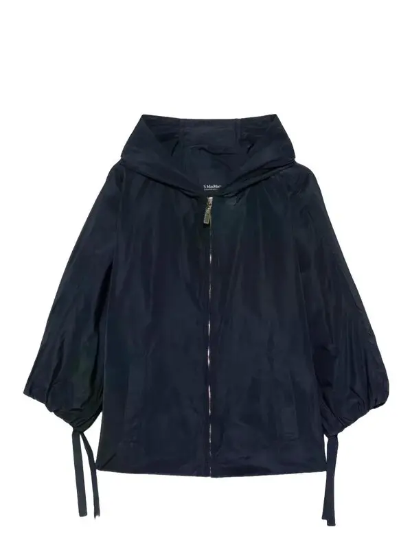 Max Mara Hooded Coat With Drawstring Cuffs - Blue
