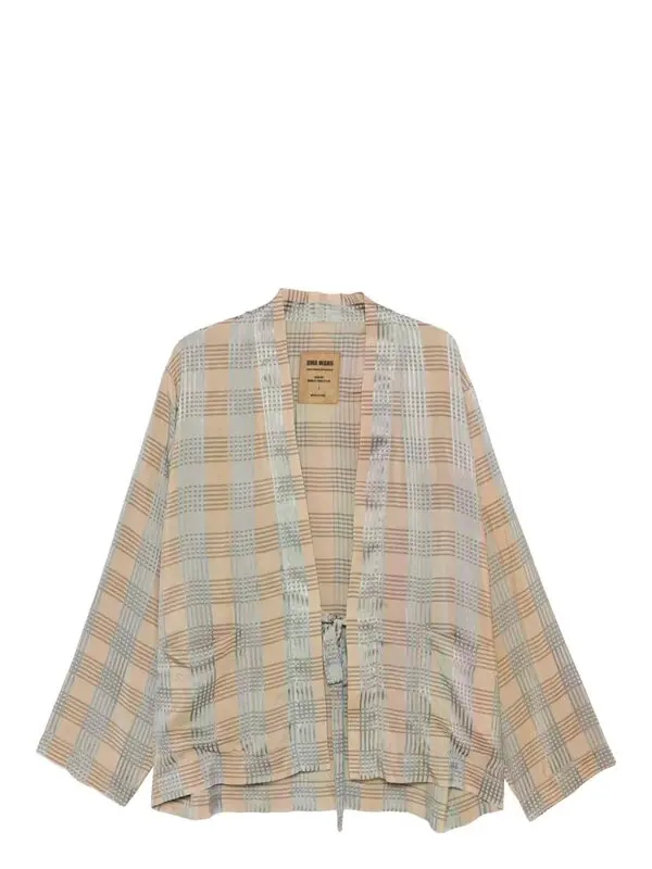 UMA WANG Check-pattern Tie-fastening Jacket - Neutrals