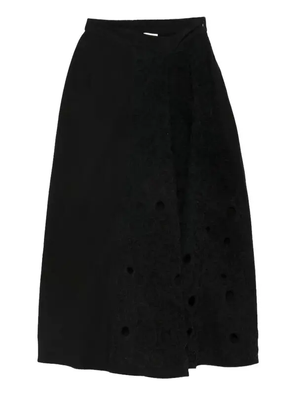 GENTRYPORTOFINO Appliqué Midi Skirt - Black