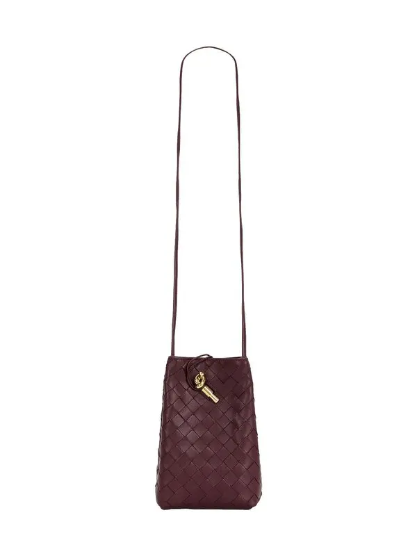 Bottega Veneta Andiamo Phone Pouch - Deep Mahogany & Muse Brass