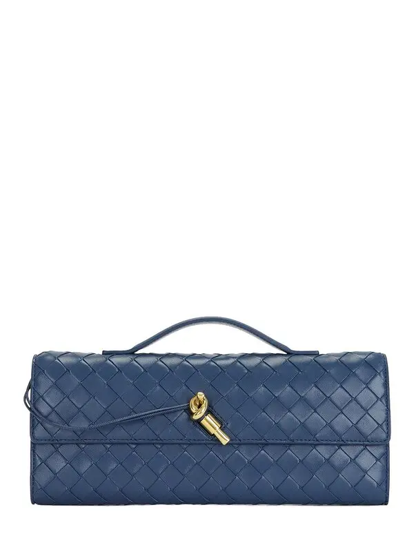 Bottega Veneta Andiamo Clutch - Blue Venezia & Muse Brass
