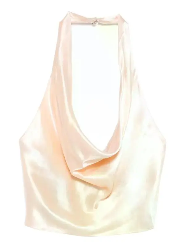 Patrizia Pepe Halterneck Satin Top - Neutrals