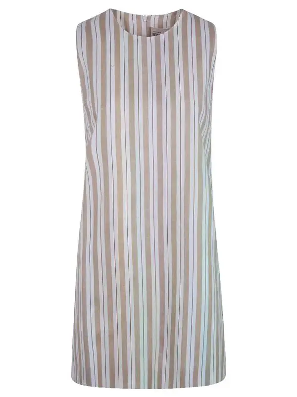 SEMICOUTURE Striped Linen Dress - Neutrals