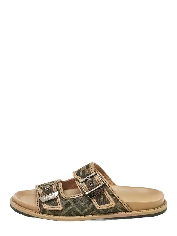 Fendi Zucca Monogram Buckle Sandals - Brown
