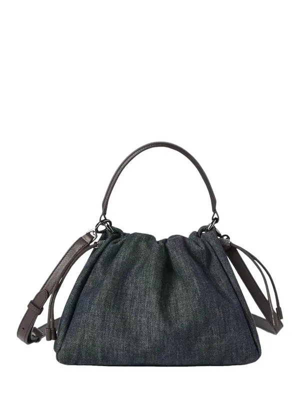 Brunello Cucinelli Mellow Small Bucket Bag With Monili - Blue