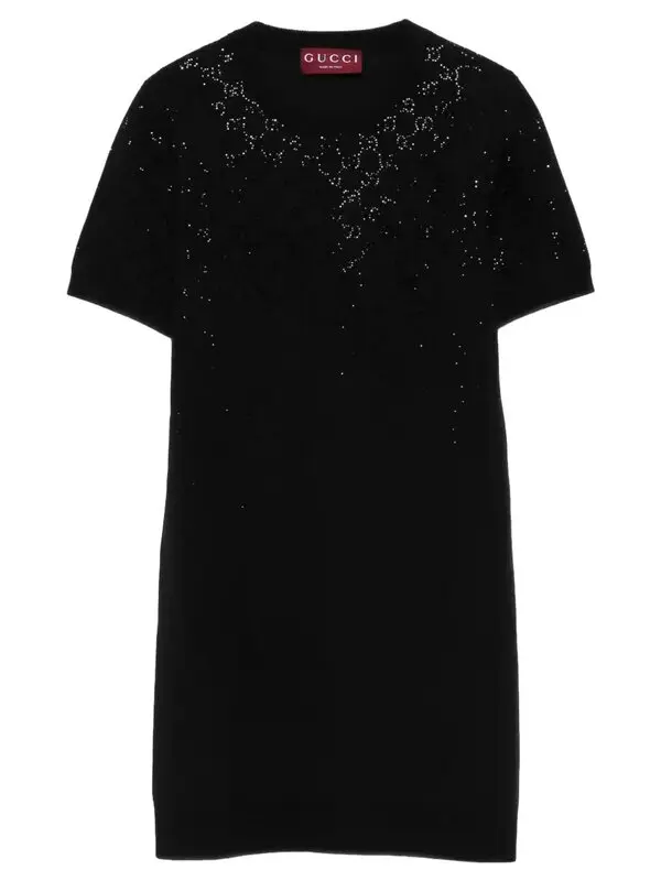 Gucci Embellished Knit Dress - Black