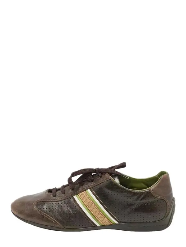 LOUIS VUITTON Leather Perforated Stripe Sneakers - Brown