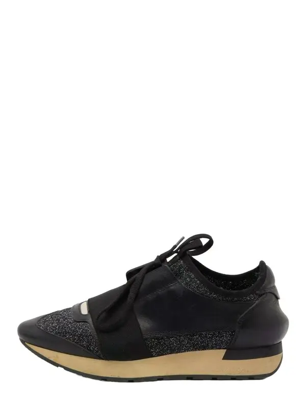 Balenciaga Race Runners Sneakers With Glitter Detailing - Black