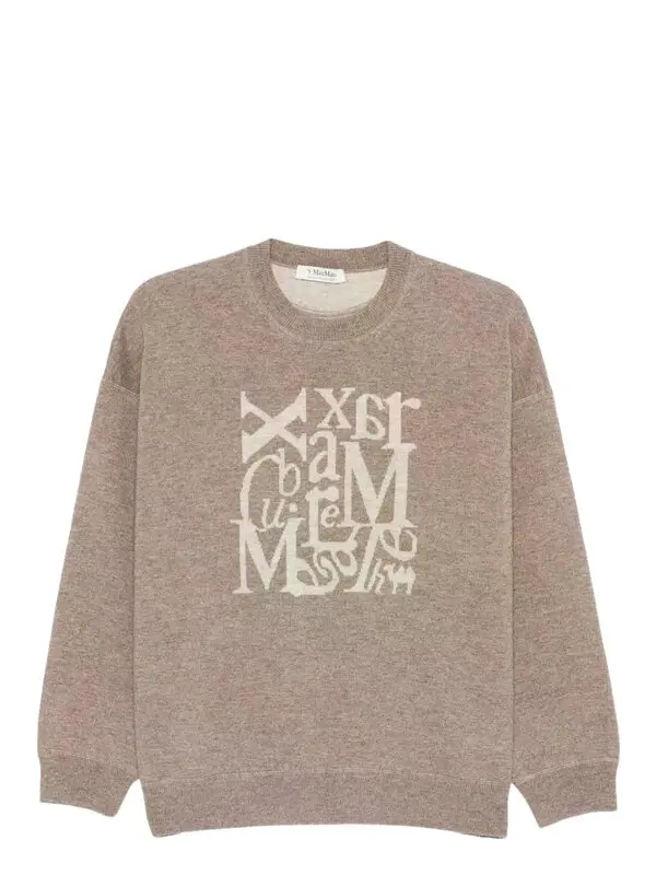 Max Mara Logo-knit Sweater - Brown