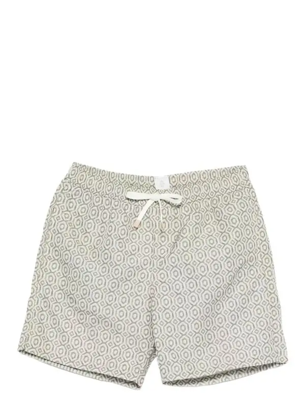 Eleventy Geometric-print Swim Shorts - Neutrals