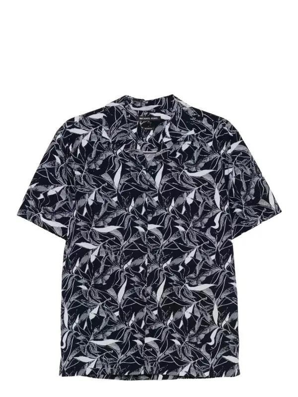 Michael Kors Leaf-print Short-sleeve Shirt - Blue