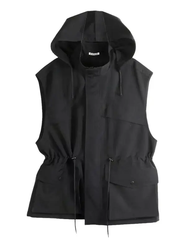 Auralee Wool Max Canvas Gilet - Black