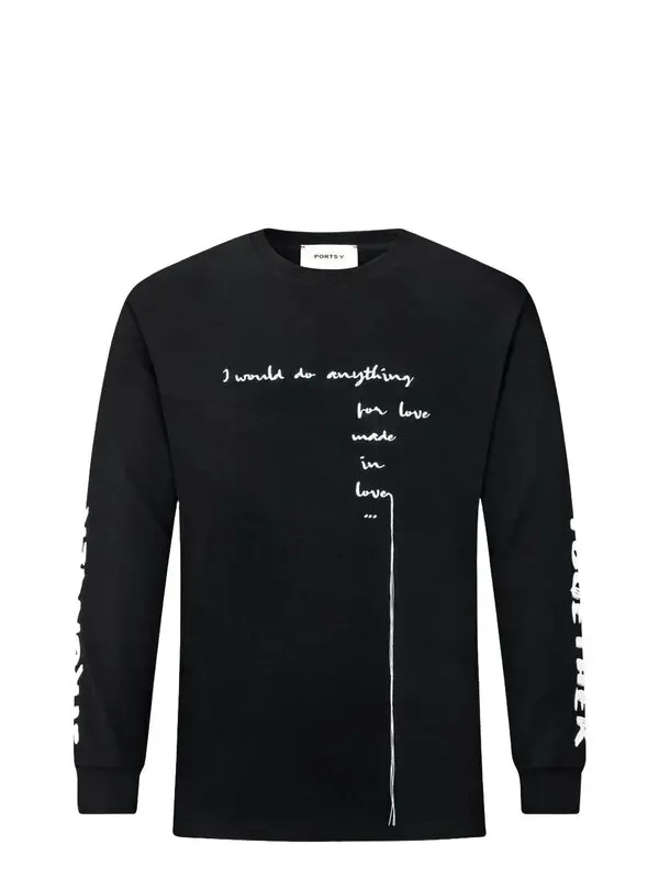 PORTS V Slogan-print Long-sleeve Sweatshirt - Black