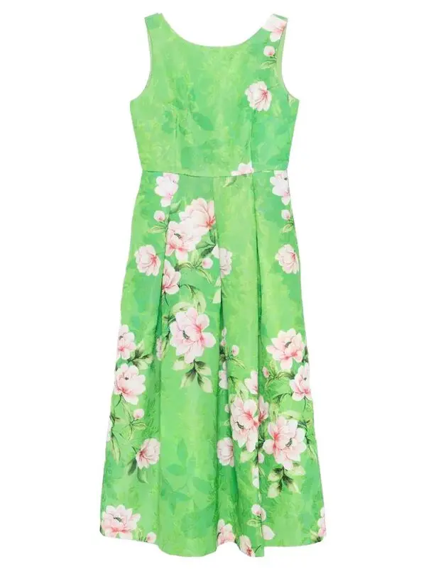 LUNATICA MILANO Floral-print Jacquard Midi Dress - Green