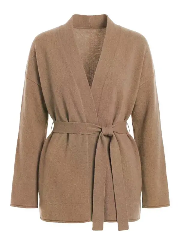Max Mara Belted V-neck Cardigan - Neutrals