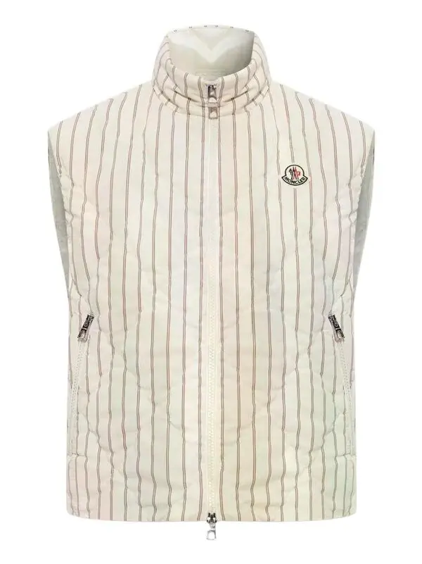 Moncler Aussa Pinstriped Quilted Gilet - Neutrals