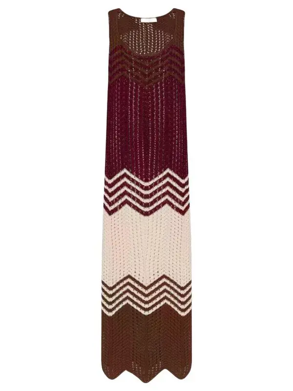 AKEP Crochet-knit Midi Dress With Chevron Detailing - Brown
