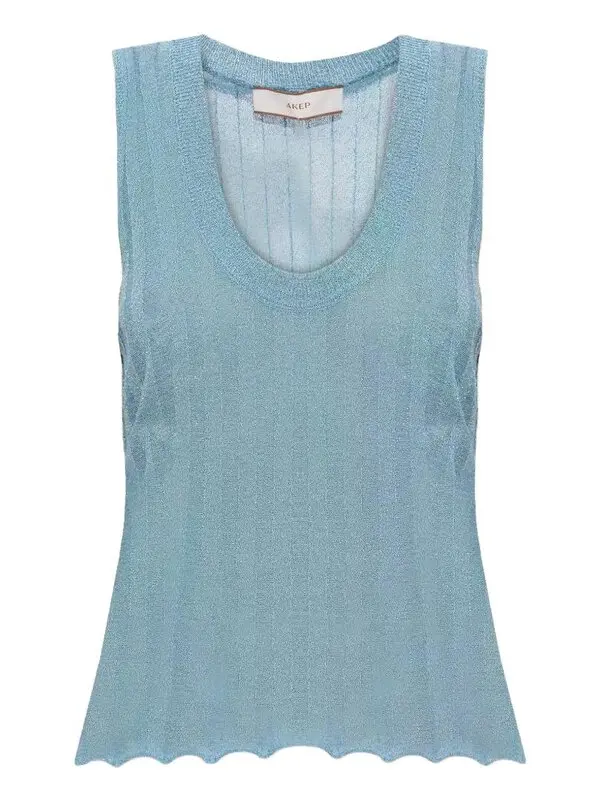 AKEP Ribbed-knit Sleeveless Top - Blue