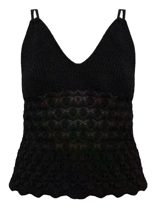 AKEP Knitted V-neck Top - Black