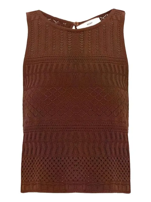 AKEP Open-knit Sleeveless Top - Brown