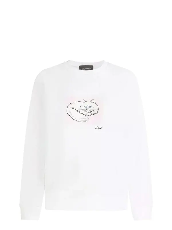Karl Lagerfeld Cat-portrait Sweatshirt - White