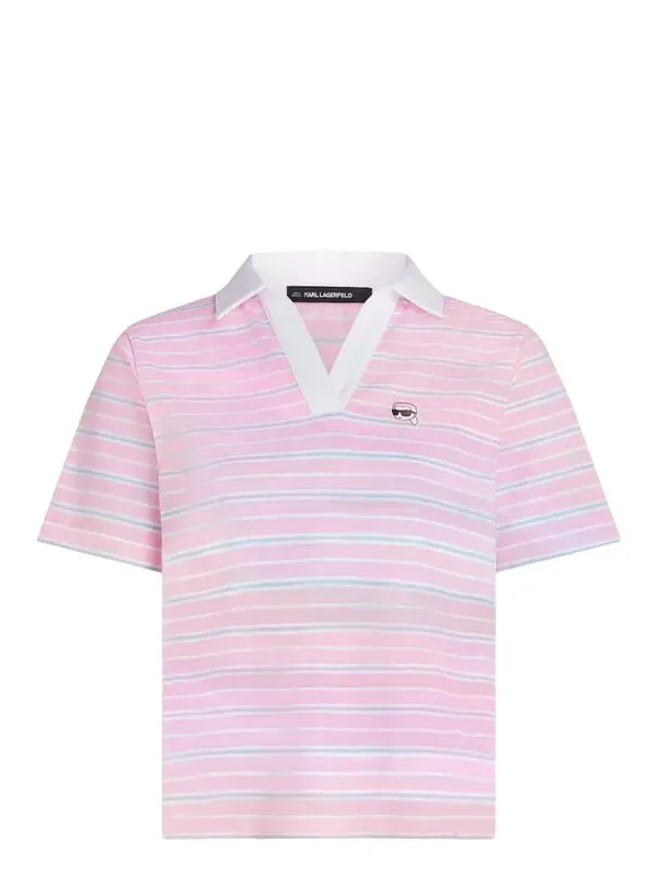 Karl Lagerfeld Ikon Stripe Short-sleeve Polo Shirt - Pink