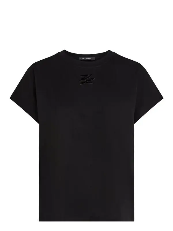 Karl Lagerfeld Logo-embroidered T-shirt - Black