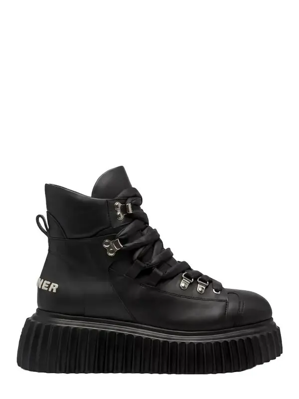 Agl Lace-up Boots With Ribbon Detailing - Black