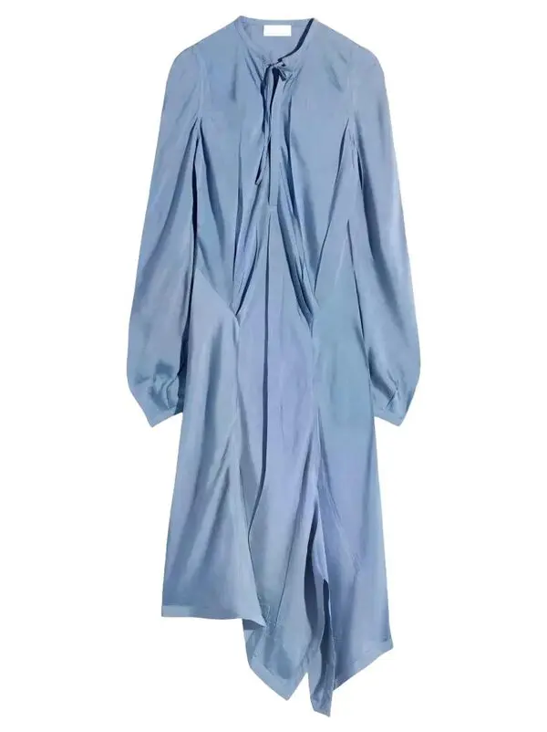 LEMAIRE Creased Bias Dress In Poly Viscose Twill - Blue