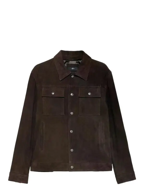 7 For All Mankind Suede-finish Press-stud Jacket - Brown