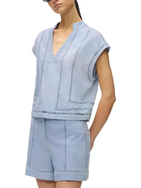 Karl Lagerfeld Embroidered-detail Blouse - Blue