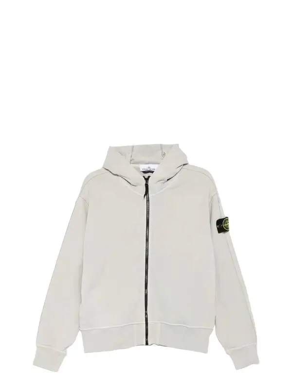 Stone Island Compass Patch Zip-up Hoodie - Grey