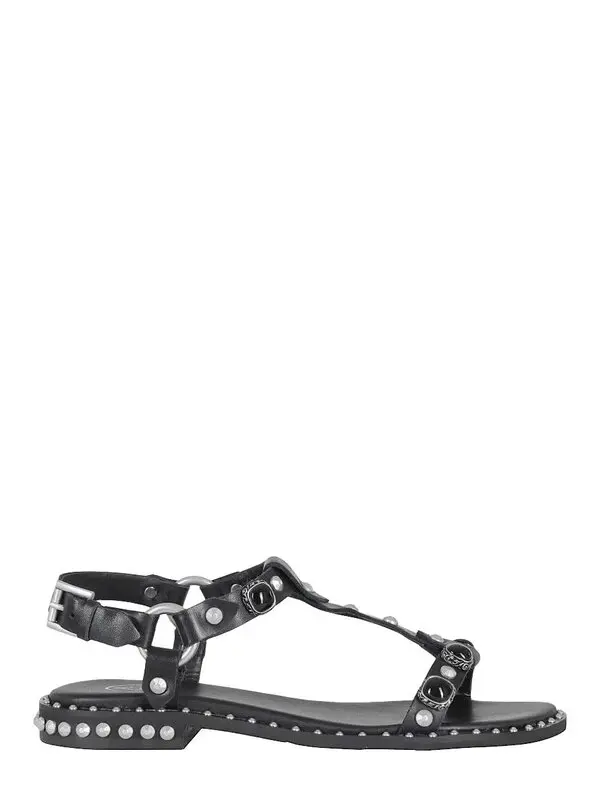 Ash Podium Cabochon-stone Sandals - Black