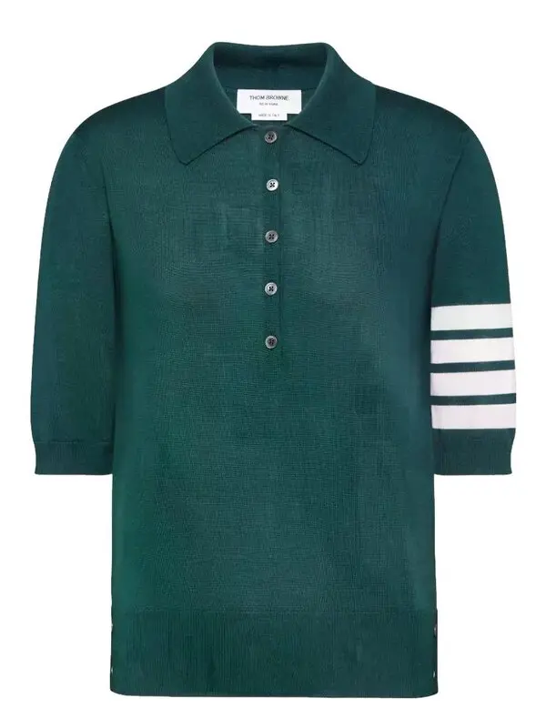 Thom Browne 4-bar Wool Polo Shirt - Green