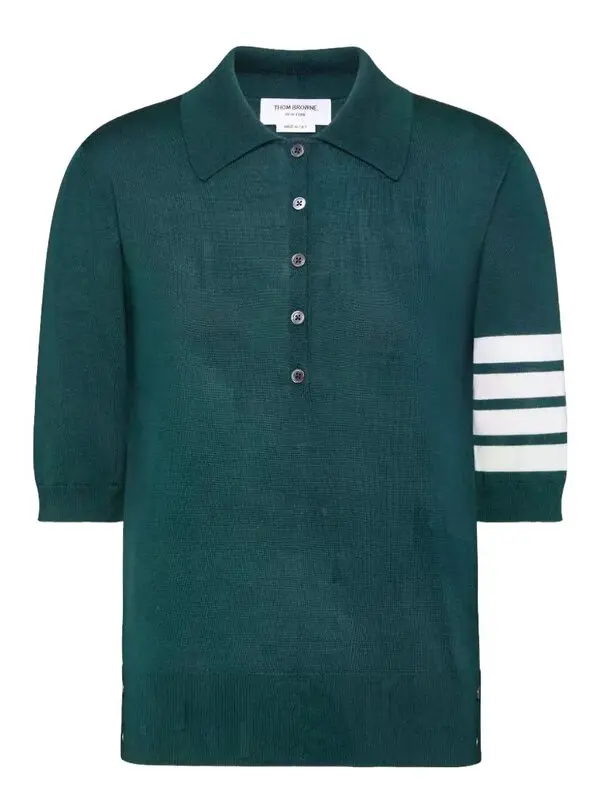 Thom Browne 4-bar Wool Polo Shirt - Green