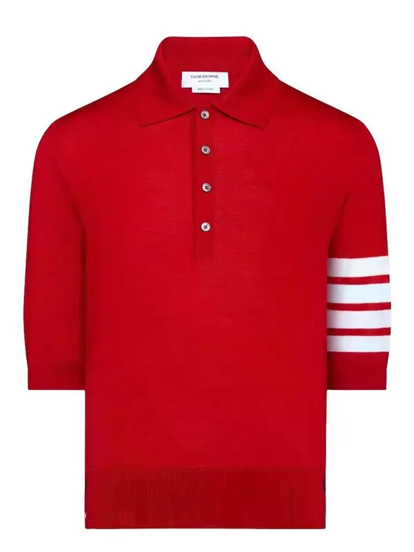 Thom Browne 4-bar Merino Polo Shirt - Red