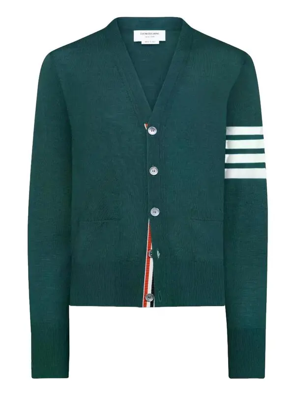 Thom Browne 4-bar V-neck Cardigan - Green